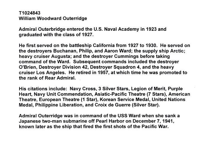 OUTERBRIDGE-WILLIAM | The United States Navy Memorial