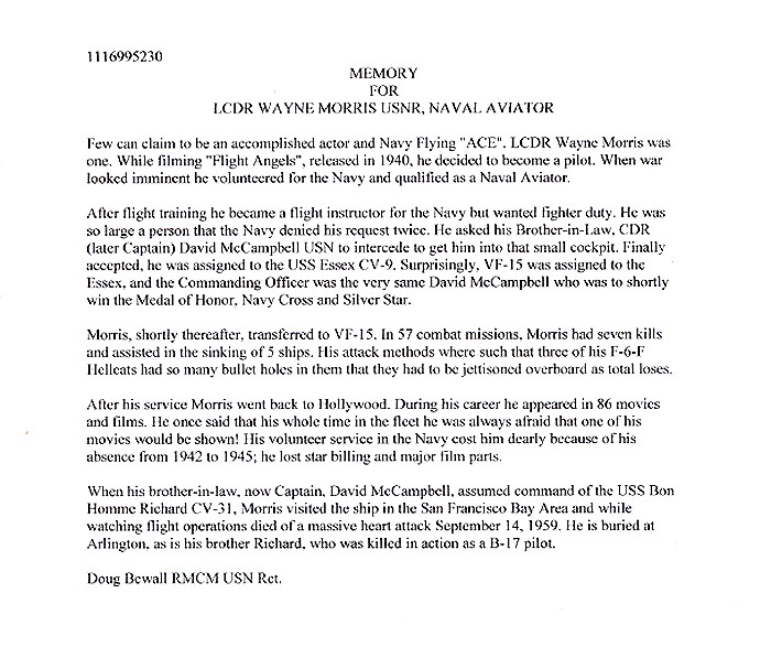 MORRIS-WAYNE | The United States Navy Memorial