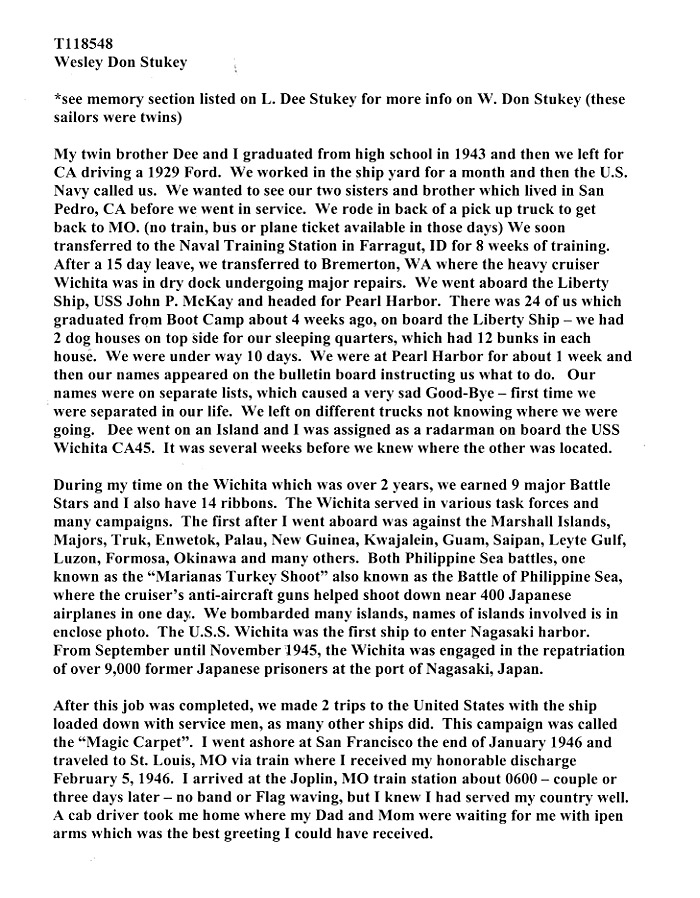 STUKEY-WESLEY | The United States Navy Memorial